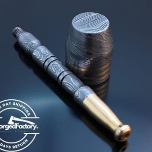 Handmade Damascus Steel Smoking Pipe, Tobacco Pipe With Brass Metal ...