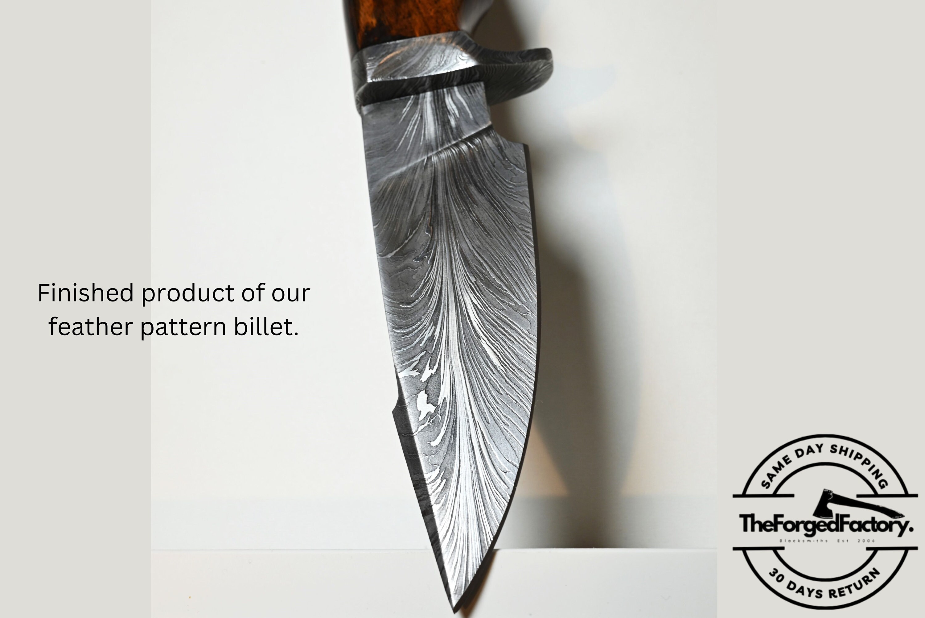 Damascus Steel Feather Pattern Billet, Mosaic Damascus Knives, Hand ...