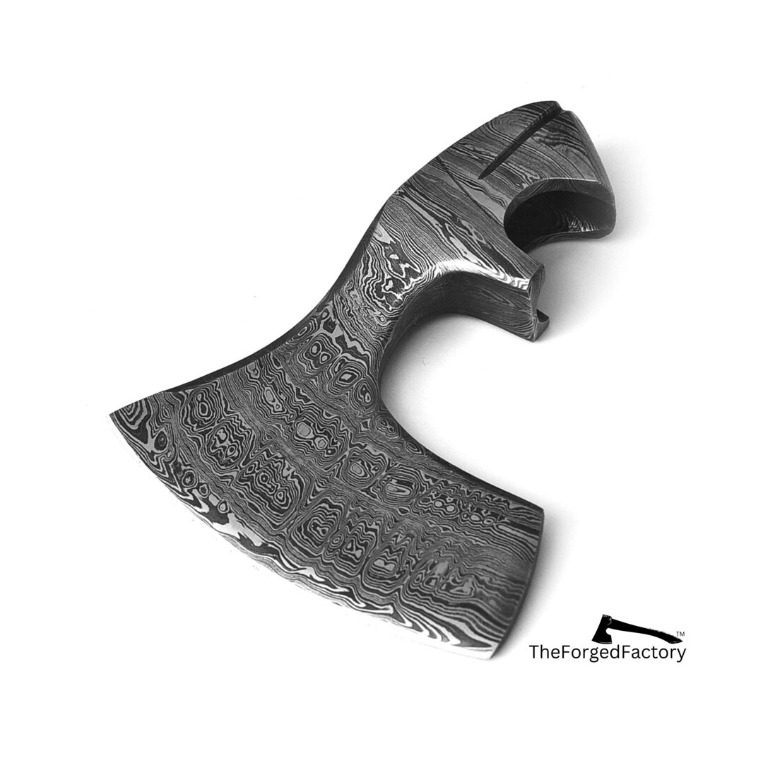 Damascus Steel Bearded Axe Head for Bushcraft and Outdoor Camping, Axe ...