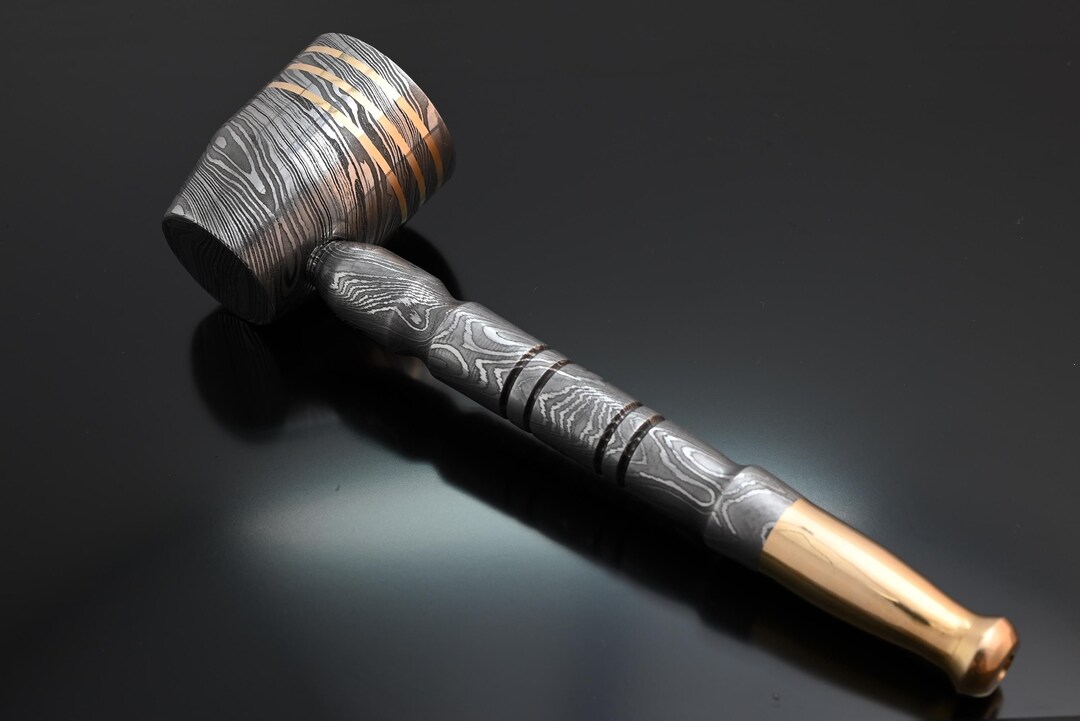 Handmade Damascus Steel Smoking Pipe, Brass Metal Pipe With Mesh Guaze ...