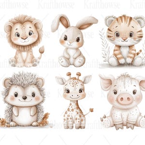 Baby Animal Nursery PNG Clipart Bundle of 20, Animal Babies, Baby ...