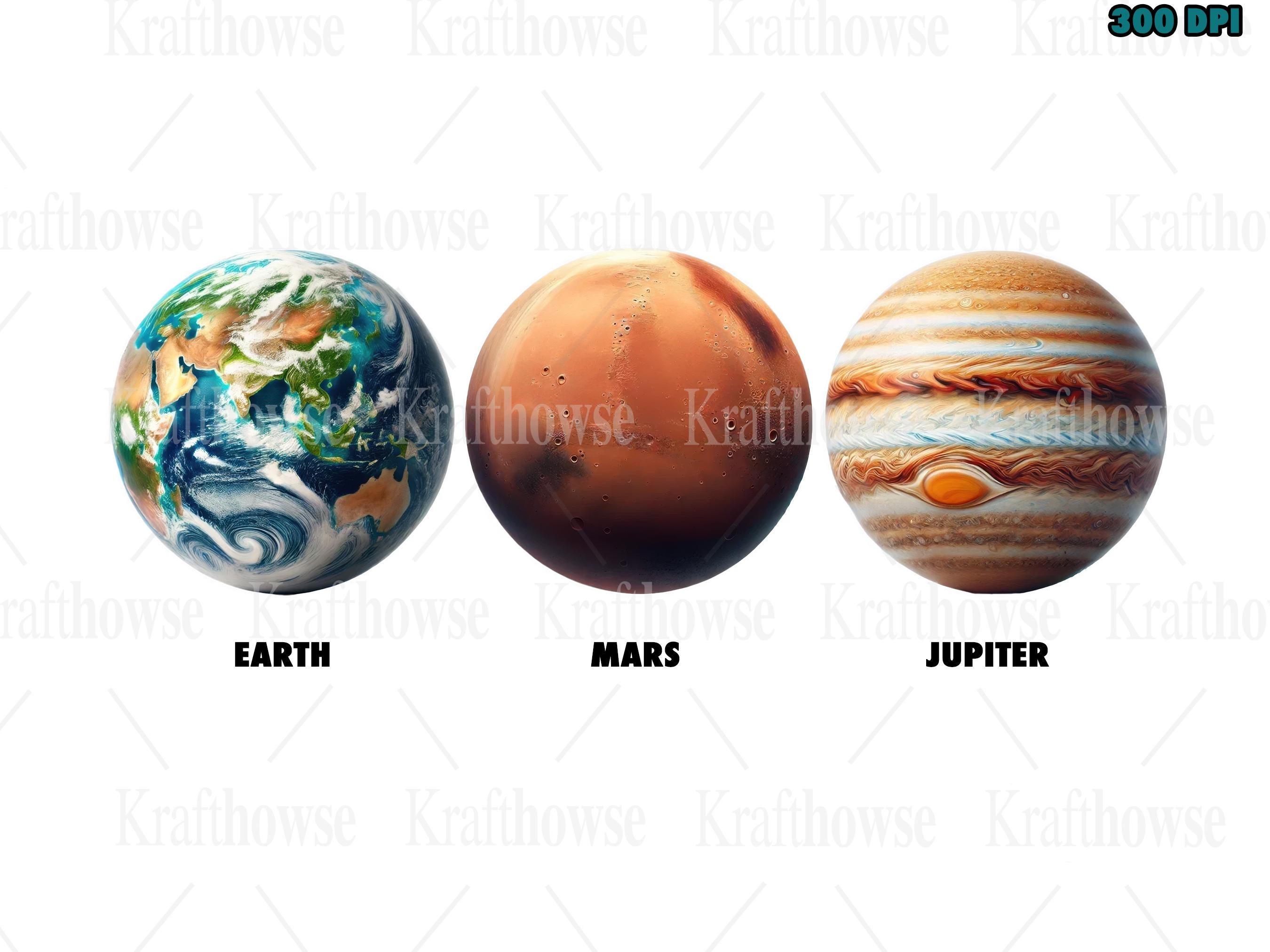 Watercolor Planets Solar System PNG Clipart Bundle of 9, Cute Planet ...