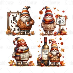 Watercolor Fall Autumn Gnomes PNG Clipart Bundle of 20, Cute ...