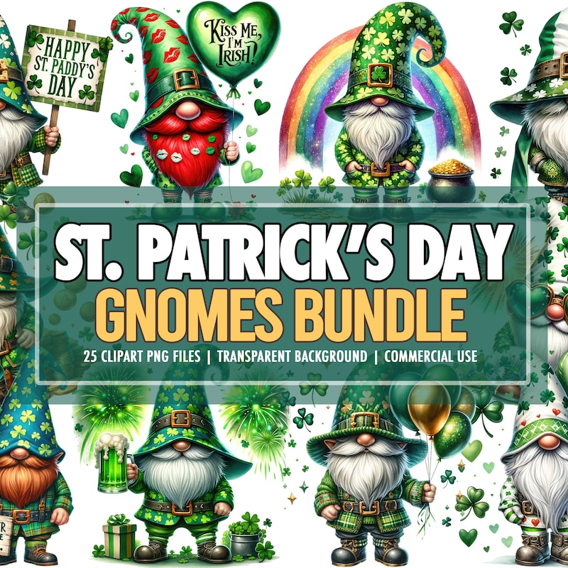 St Patrick Day Gnomes Clip Art - Etsy
