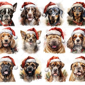 Watercolor Christmas Dog Breed Png-clipart Holiday Bundle of 50 ...