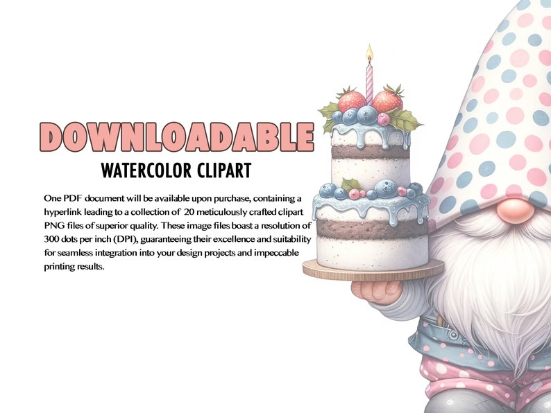 Watercolor Happy Birthday Gnomes PNG Clipart Bundle of 20, Cute ...