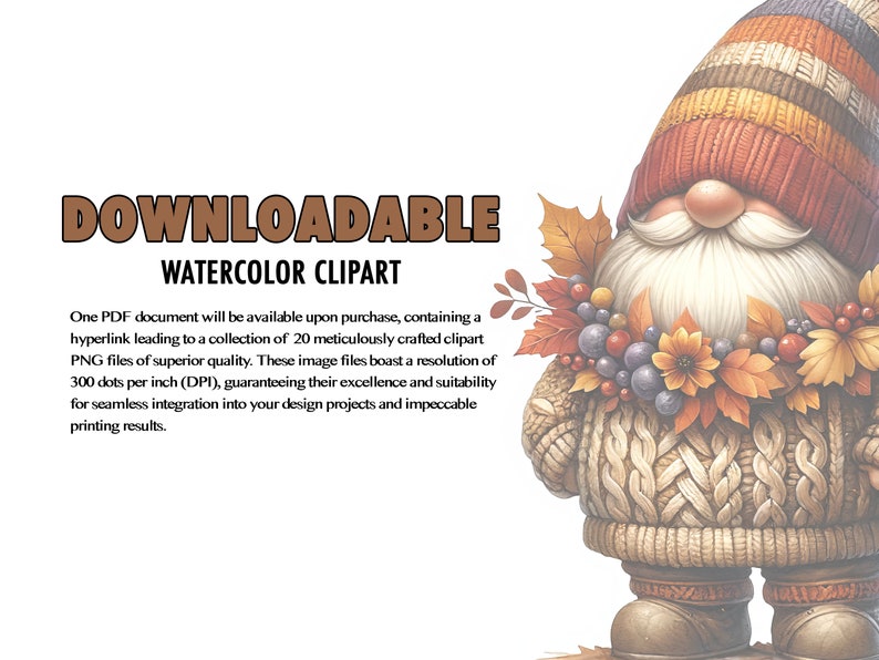 Watercolor Fall Autumn Gnomes PNG Clipart Bundle of 20, Cute ...