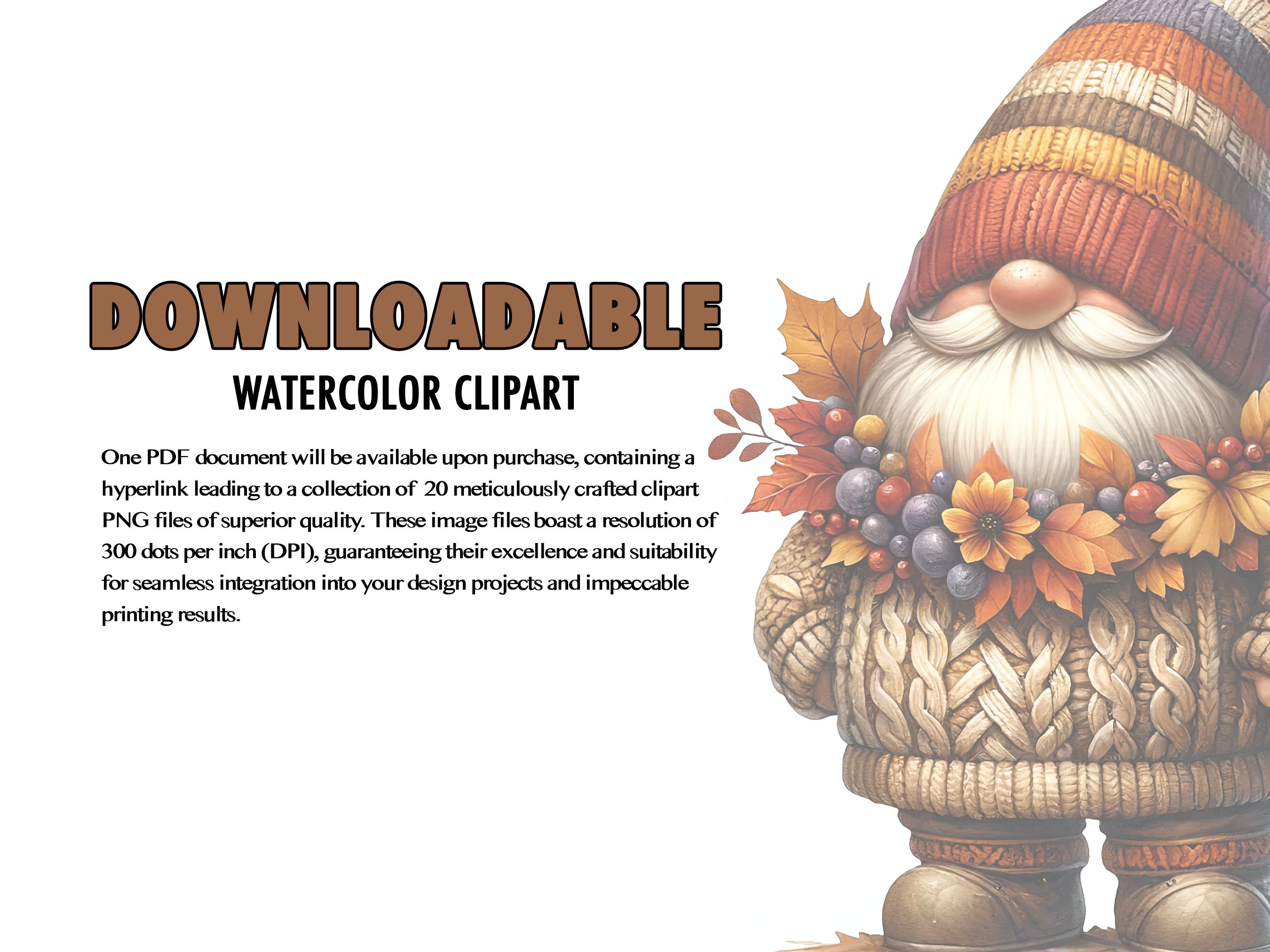 Watercolor Fall Autumn Gnomes PNG Clipart Bundle of 20, Cute ...