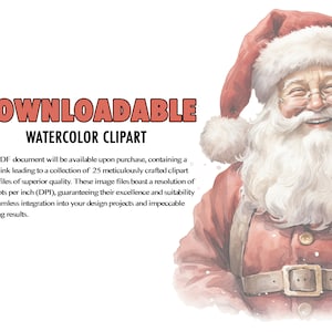 Watercolor Santa Claus Vintage Png-clipart Bundle of 25 - Christmas ...