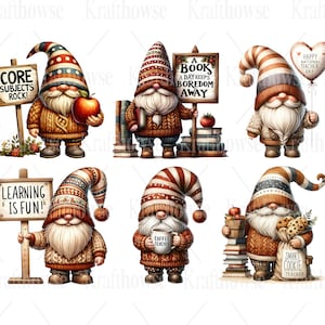 Watercolor Teacher Gnome PNG Clipart Bundle of 20, Cute Gnome PNG ...