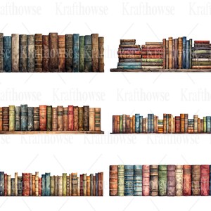 Watercolor Book Border Png-clipart Bundle of 30 - Vintage Book Clipart ...