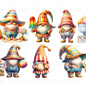 Watercolor Spring Summer Gnomes PNG Clipart Bundle of 20, Cute ...