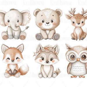 Baby Animal Nursery PNG Clipart Bundle of 20, Animal Babies, Baby ...