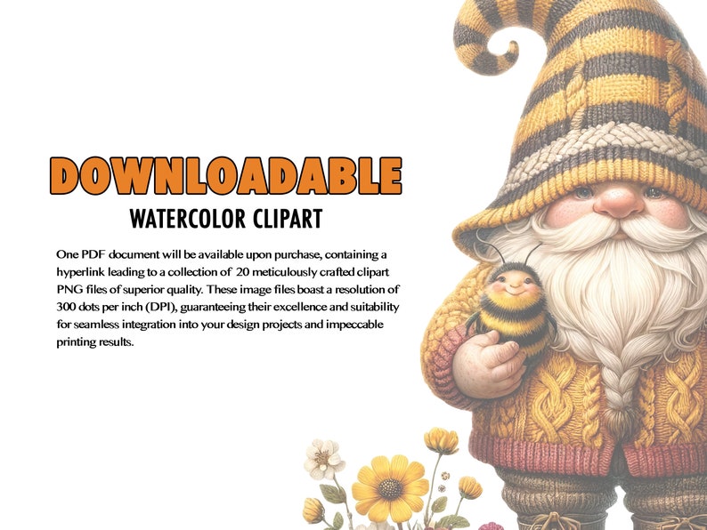 Watercolor Bee Honey Gnomes PNG Clipart Bundle of 20, Cute Bumblebee ...