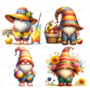 Watercolor Spring Summer Gnomes PNG Clipart Bundle of 20, Cute ...