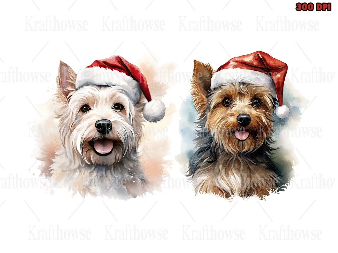 Watercolor Christmas Dog Breed Png-clipart Holiday Bundle of 50 ...