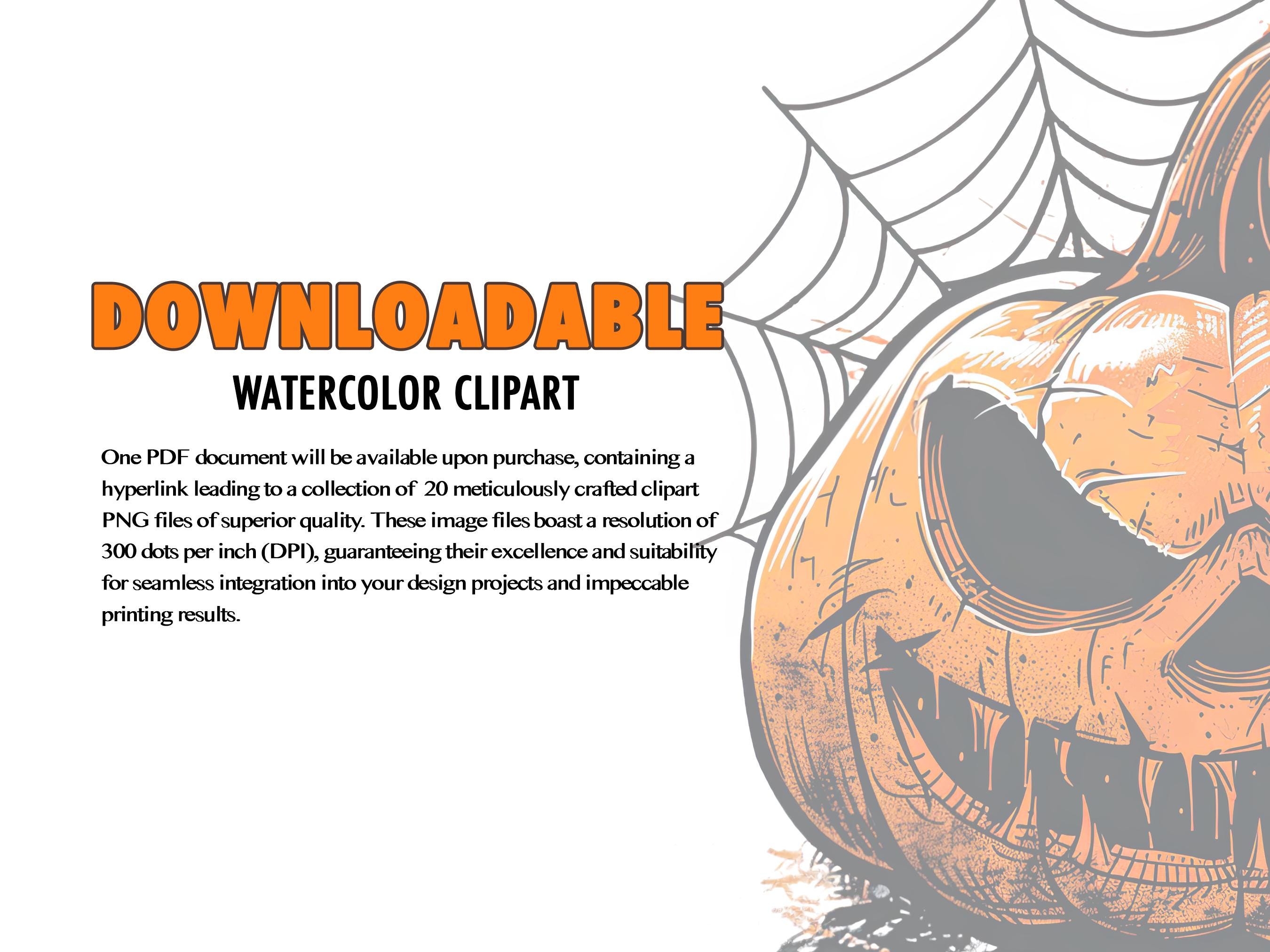 Watercolor Jack O Lantern Halloween Png-clipart Bundle of 20 Jack O ...