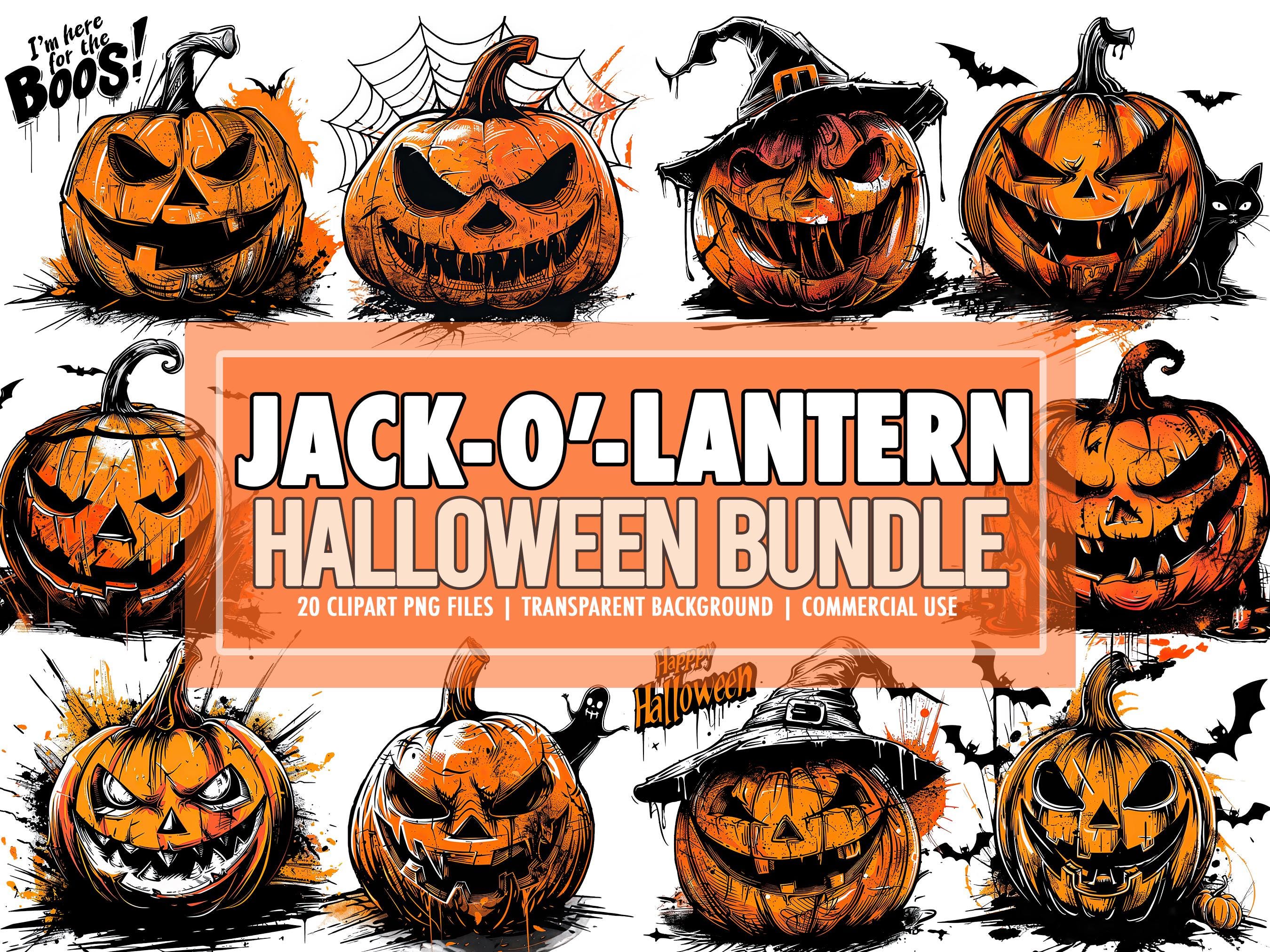 Watercolor Jack O Lantern Halloween Png-clipart Bundle of 20 Jack O ...