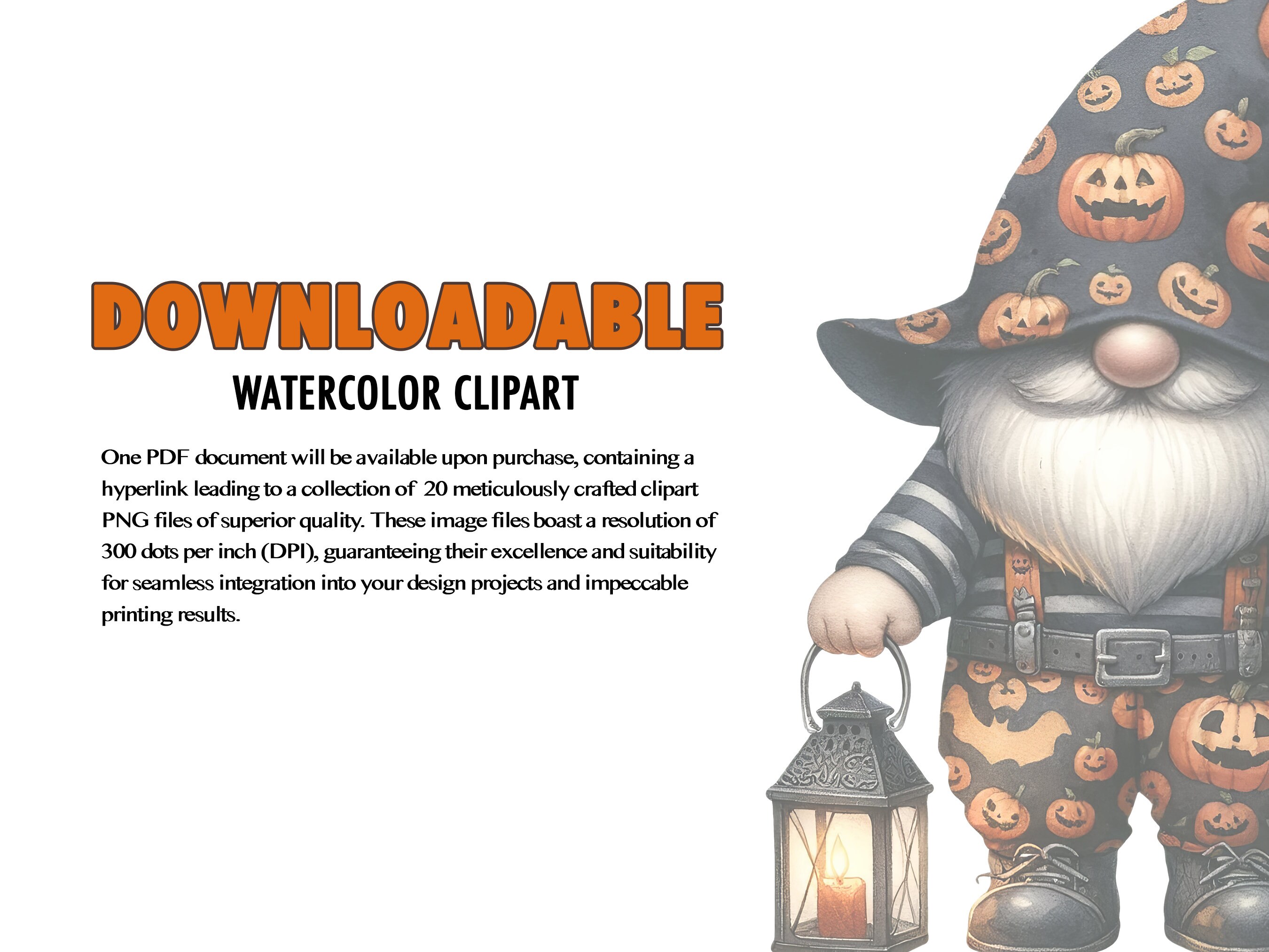 Watercolor Halloween Gnomes Png-clipart Bundle of 30, Gnome Cute ...