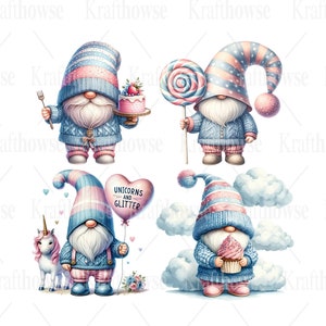 Watercolor Nursery Gnome PNG Clipart Bundle of 20, Cute Boy Girl ...