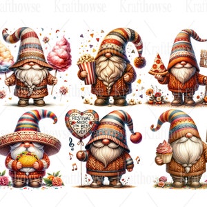 Watercolor Festival Gnome PNG Clipart Bundle of 20, Cute Gnome PNG ...