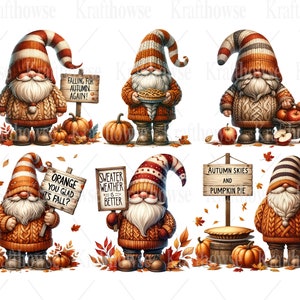 Watercolor Fall Autumn Gnomes PNG Clipart Bundle of 20, Cute ...