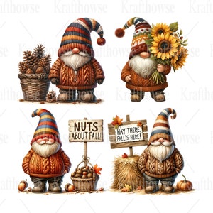 Watercolor Fall Autumn Gnomes PNG Clipart Bundle of 20, Cute ...