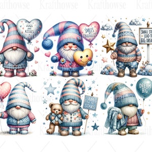 Watercolor Nursery Gnome PNG Clipart Bundle of 20, Cute Boy Girl ...