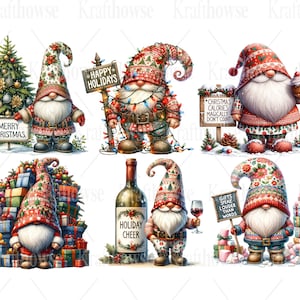 Watercolor Christmas Holiday Gnomes Png-clipart Bundle of 30, Gnome ...