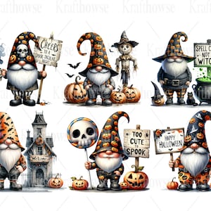 Watercolor Halloween Gnomes Png-clipart Bundle of 30, Gnome Cute ...