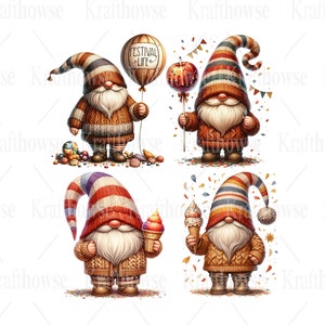 Watercolor Festival Gnome PNG Clipart Bundle of 20, Cute Gnome PNG ...