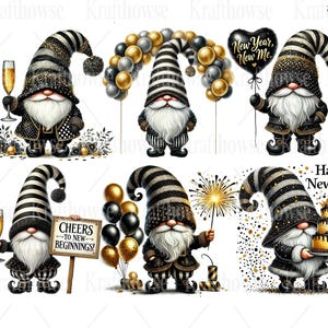 Watercolor Happy New Year Gnomes PNG Clipart Bundle of 20, New Years ...