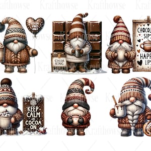 Watercolor Winter Holiday Cocoa Gnomes PNG Clipart Bundle of 20, Cute ...