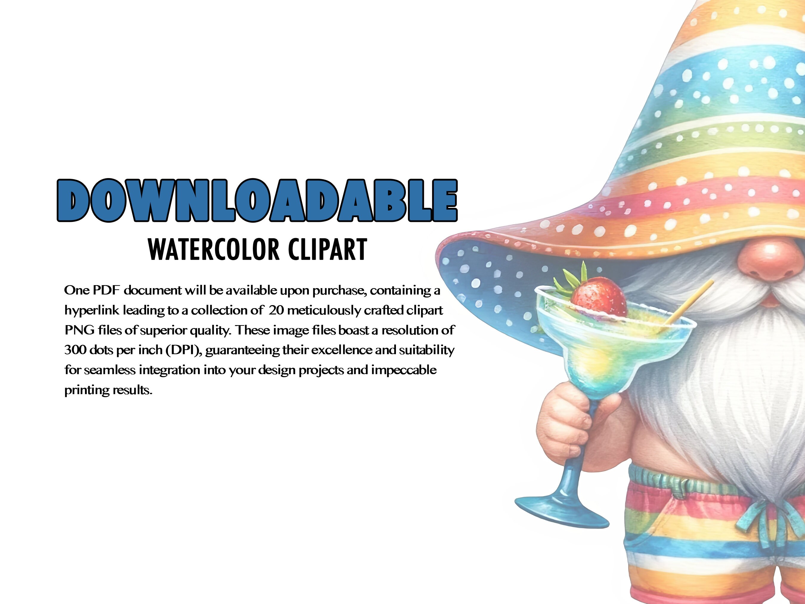 Watercolor Spring Summer Gnomes PNG Clipart Bundle of 20, Cute ...