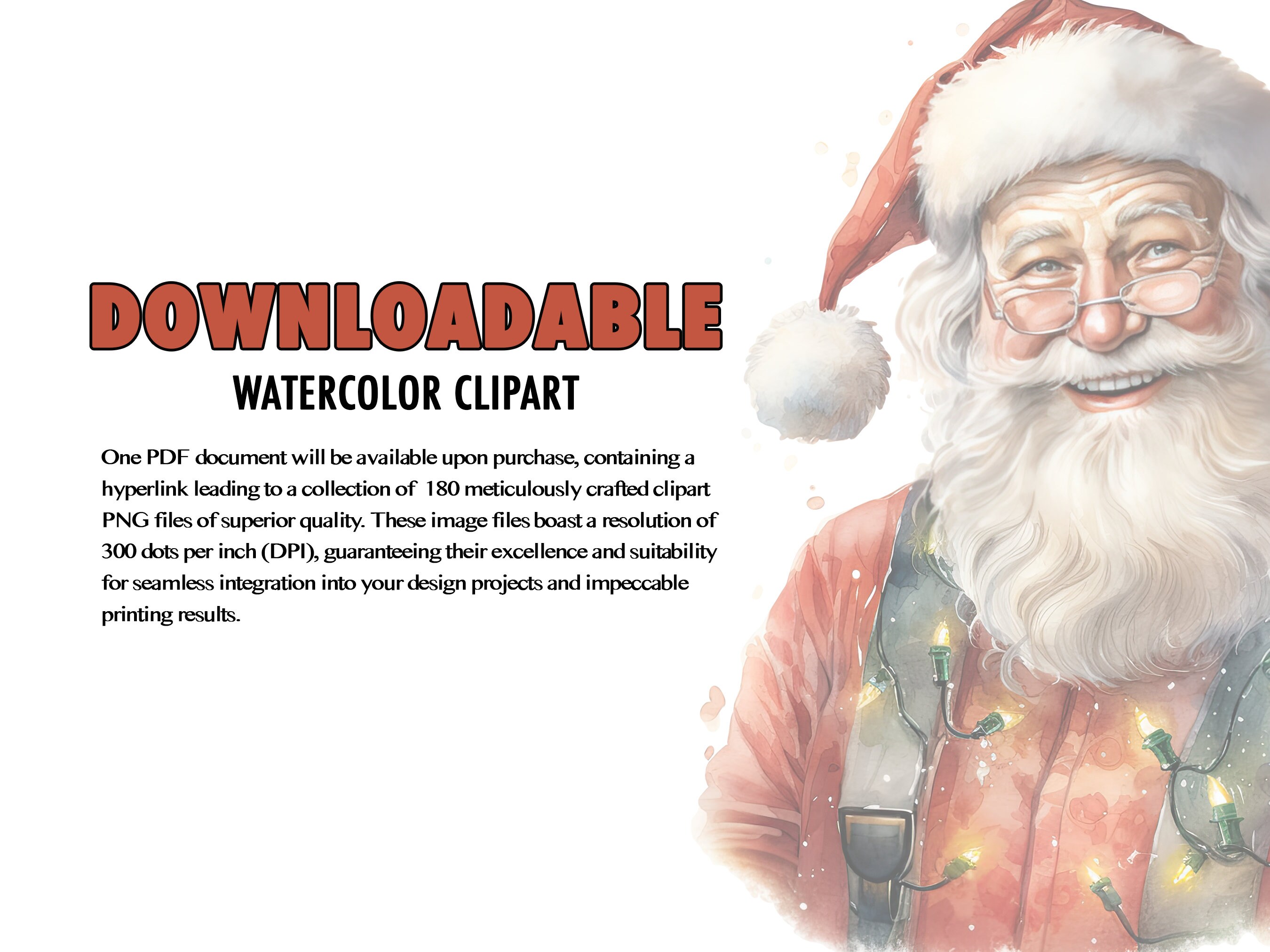 Watercolor Christmas Mega Png-clipart Bundle of 180 - Christmas Digital ...