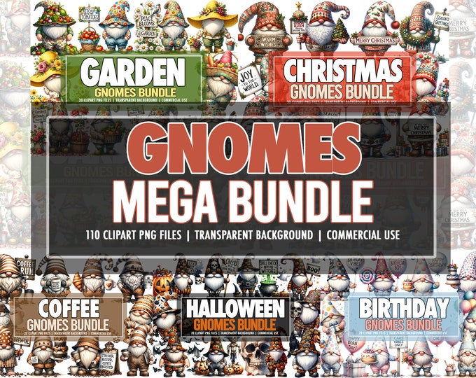 Seasonal Gnome Bundle Sublimation Designs Download - 12 Months of ...