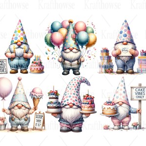Watercolor Happy Birthday Gnomes PNG Clipart Bundle of 20, Cute ...
