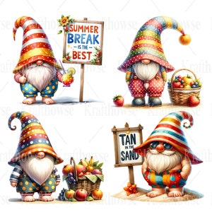 Watercolor Spring Summer Gnomes PNG Clipart Bundle of 20, Cute ...