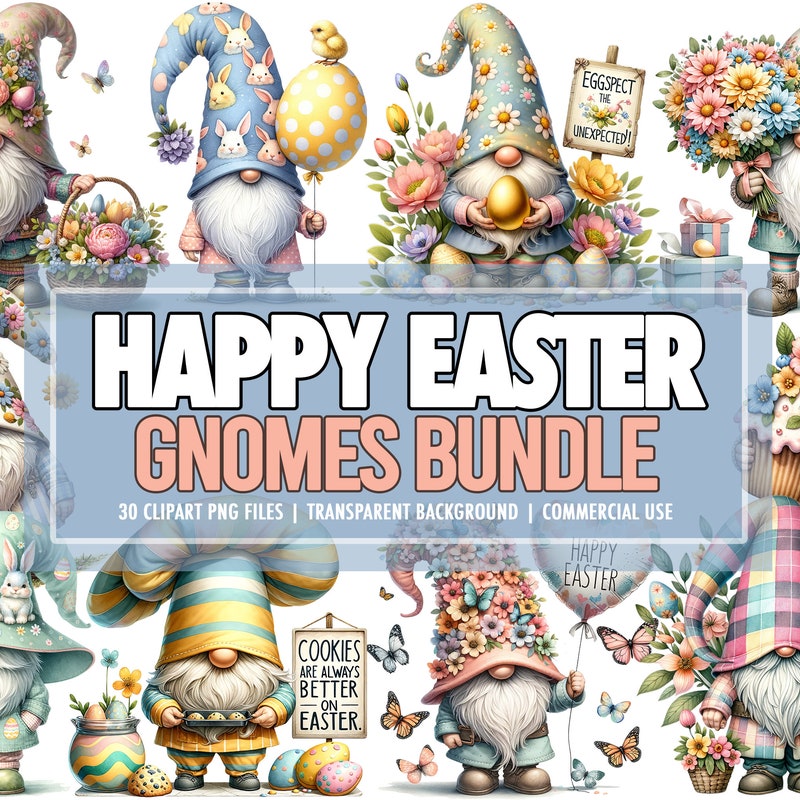 Spring Gnome Clipart - Etsy