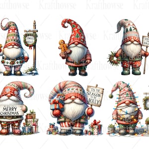 Watercolor Christmas Holiday Gnomes Png-clipart Bundle of 30, Gnome ...
