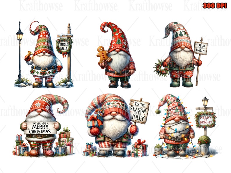 Watercolor Christmas Holiday Gnomes Png-clipart Bundle of 30, Gnome ...