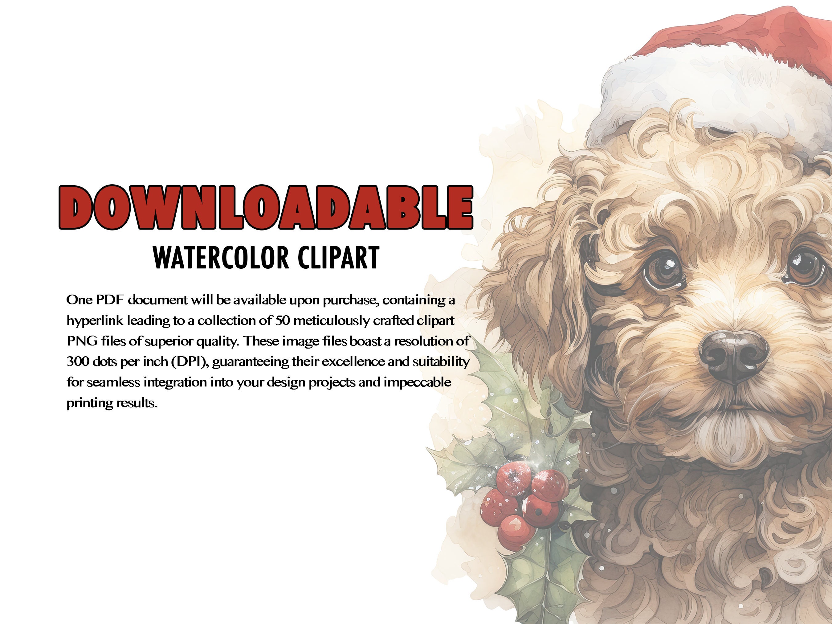 Watercolor Christmas Dog Breed Png-clipart Holiday Bundle of 50 ...
