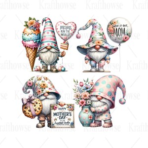 Watercolor Mothers Day Gnomes PNG Clipart Bundle of 30, Gnome Cute ...