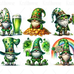 Watercolor St Patricks Day Festive Gnomes PNG Clipart Bundle of 25 ...