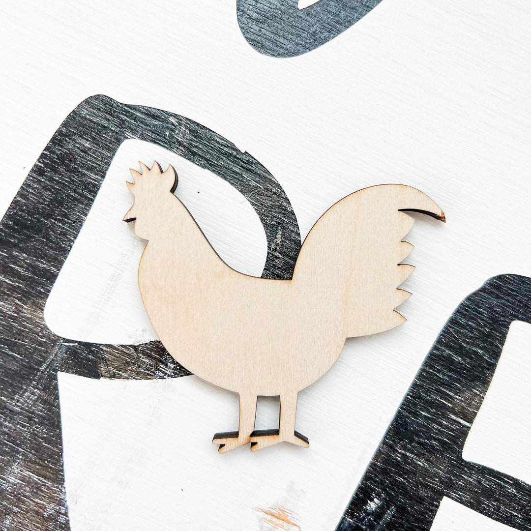 Wooden Chicken Rooster Sign Unpainted Wood Farm Animals Make Your Own ...
