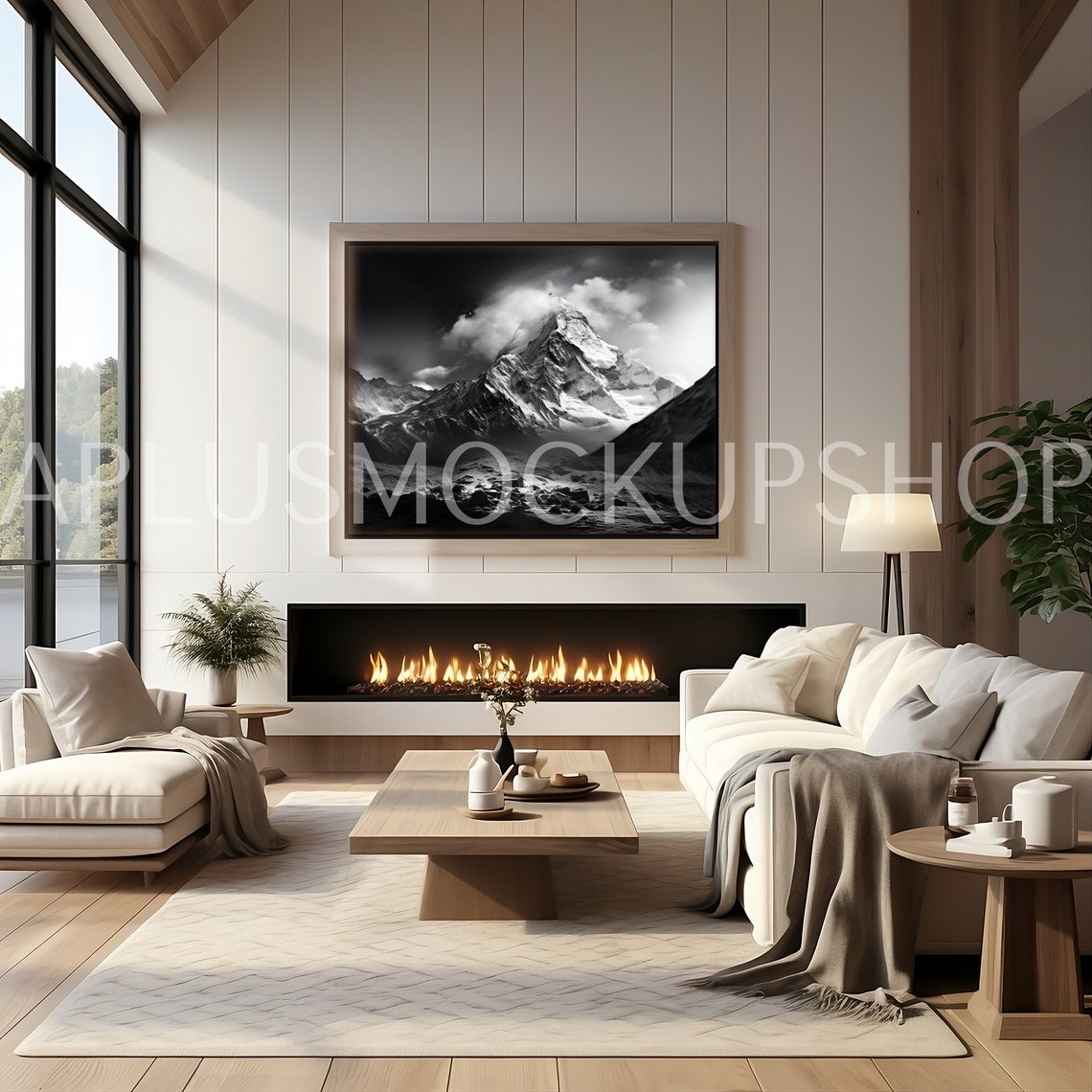 Country Farmhouse Fireplace Art Mockup Bundle 20, Wall Art Mockup ...