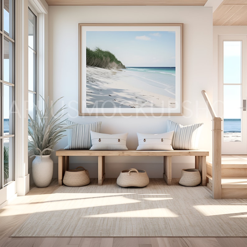 Beachfront Bliss Wall Art Mockup Set 1, Beach House Frame Mockup ...