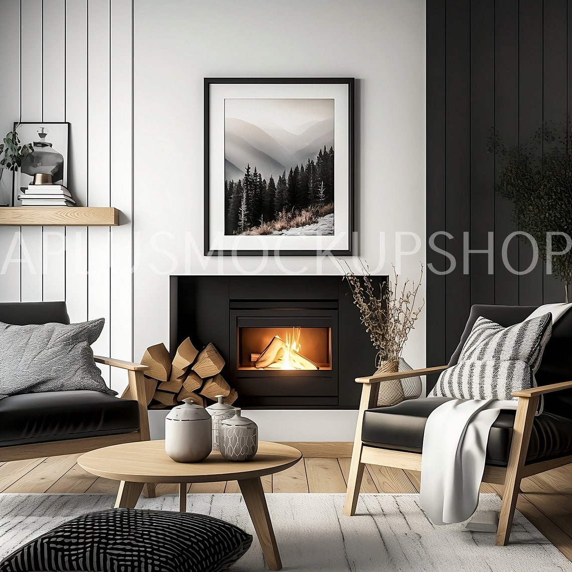 Country Farmhouse Fireplace Art Mockup Bundle 20, Wall Art Mockup ...