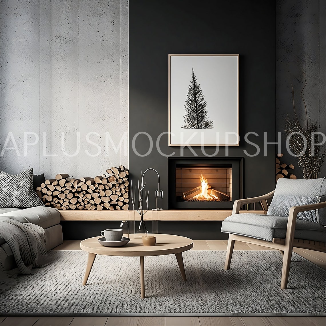 Country Farmhouse Fireplace Art Mockup Bundle 20, Wall Art Mockup ...