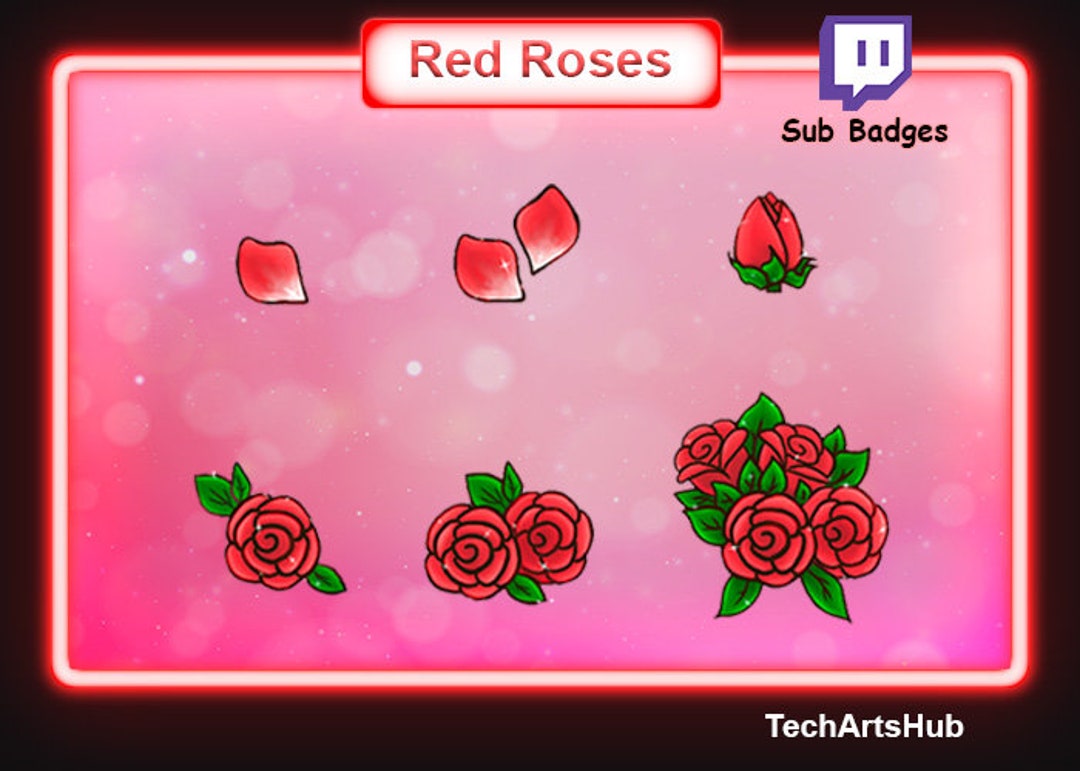 Red Roses • Rose Sub Badges • Twitch Sub Badges • Twitch Badges • Tier ...